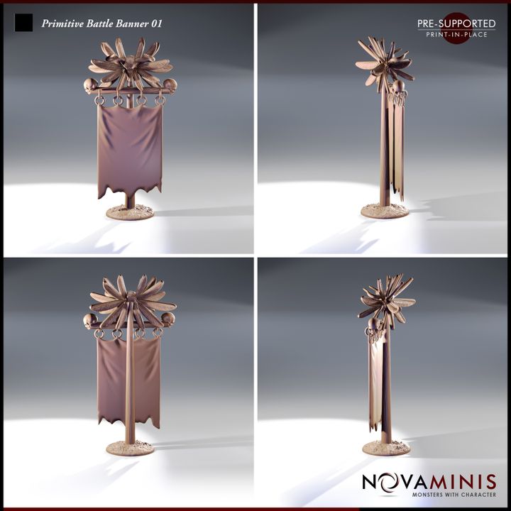 3D Printable Primitive Battle Banner 01 by NOVAMINIS